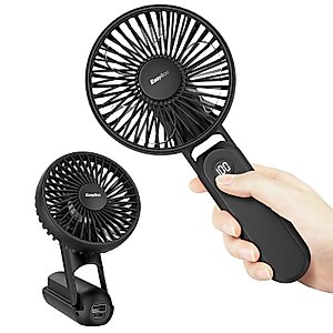 EasyAcc Portable Hand Held Fan, Ultra Quiet 5 Speed Personal Fan, LED Dispay USB C Rechargeable Handheld Fan, 180° Foldable Small Desk Fan, Electric Cooling Fan&PowerBank for Office Home Travel