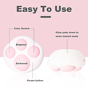 LED Night Light for Kids, Cute Nursery Light for Baby, Pop it Toy Lamp Lights for Fun Rechargeable Lighting Table Lamp Kawaii Gifts Baby Cat Paw Silicone LED Lamp Nightlight 7-Color Light Modes
