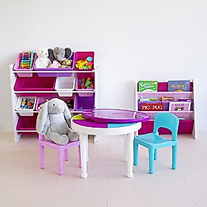 Humble Crew Kids' Toy Storage Organizer with 12 Plastic Bins, Pink&Purple, White/Purple/Pink