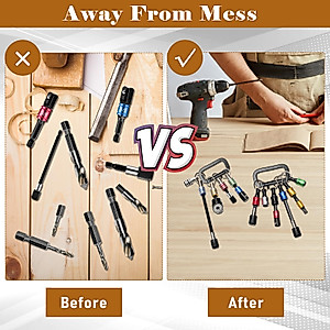 Anglekai 18PCS Bit Holder Cool Gadgets, 11PCS Drill Bit Holder Keychain/ 3PCS Impact Drill Bit Sockets Adapter/ 3PCS 1/4’’ Quick Hex Shank/ 105°Right Angle Drill Driver 1/4’’Hex Shank Screwdriver Bit