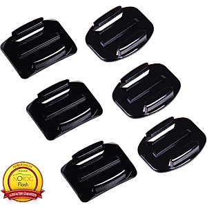 Adhesive Mounts for GoPro Cameras - 3x Curved & 3x Flat Mounts Bundle W/ 3M Sticky Pads- Tape Mount to Your Helmet/Bike/Board/Car- Fits ALL Go Pro Models - Premium Camera Accessories - 1 Year Warranty
