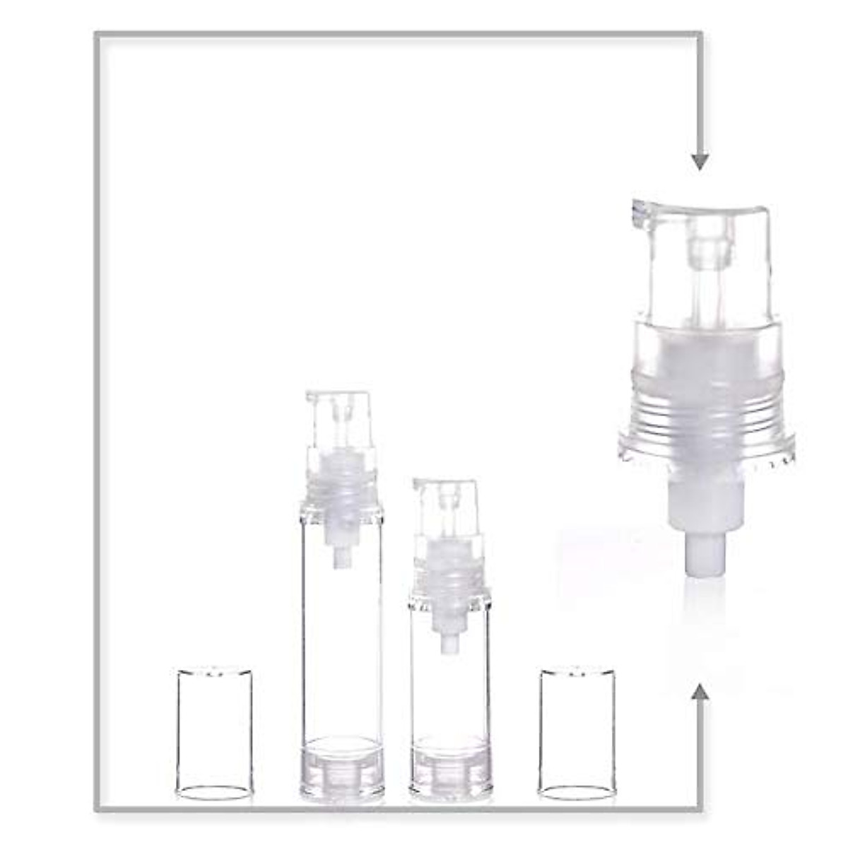 erioctry 12Pcs 10ML Empty Refillable Cosmetic Containers Cream Lotion Bottles Portable Clear Plastic Airless Vacuum Pump Bottle Sample Packing Toiletries Liquid Storage Vial Jars