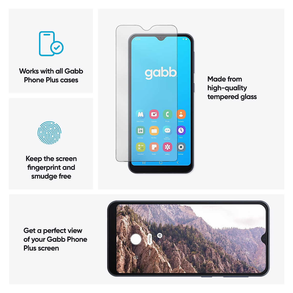 Gabb Authentic Phone Plus Screen Protector - Set of 2, Tempered Glass, Shield, Thin, Easy Install, HD Clarity, Touch Response, Smart Phone Accessory, Also Compatible with Samsung A10E