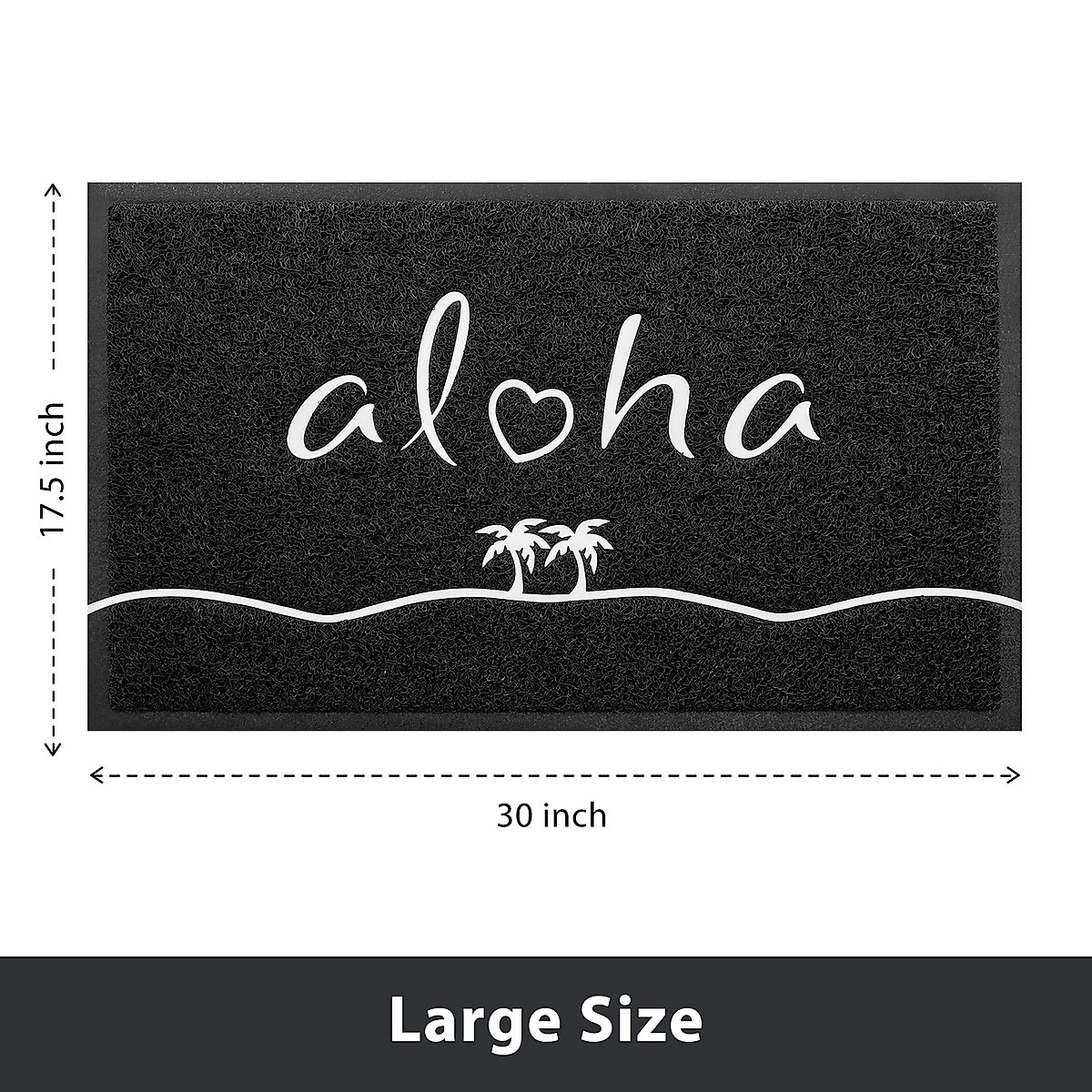 ALOHA Door Mat Welcome Mat Inside Outside Home Floor Mat Low-Profile Indoor Outdoor Mats for Entryway High Traffic Areas Patio Garage Porch Rugs, Black, 30"x17.5"