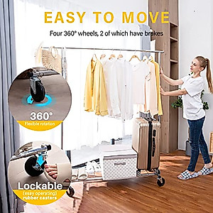 BIEAMA Clothing Garment Rack, Capacity 450 lbs Standard Rod, Heavy Duty Coat Rack, Chrome