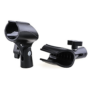 ZRAMO 2PC Stands Black Mic Clip for Microphone Mic Clip Holder for Mic Stand with 5/8" Male to 3/8" Female Adapter, 2-pack