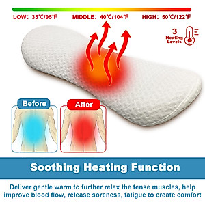 Lumbar Support Pillow with Massage and Heat, Back Support Cushion for Sleeping, Massager Pillow for Bed with Heating, Ergonomic Memory Foam Pillow for Lower Back Pain, Vibration Pad for Office Chair