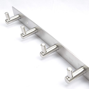 Sagmoc Key Holder Wall Mounted Coat Hook Rack Brushed Nickel 10.6-Inch with 4 Key Hooks for Entryway,Door, Bathroom, Kitchen Foyer, Hallway(304 Stainless Steel,Silver)