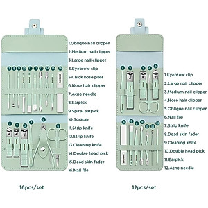 16-Piece Nail Clippers Portable Set, Professional Manicure and Pedicure Set, Manicure Set with Storage Tools, Nail Clippers Set Beauty Tools, Beauty Pliers Pedicure Knife (16 Pcs/Set, Yellow)