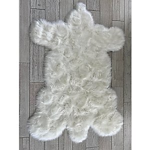 LAMBZY Bear Skin Rug Super Soft Fluffy Faux Fur for Bedroom Floor Sofa Living Room High-Density Plush Shaggy Carpet Sofa Cover Bedside Sheepskin Rug (2'x3', White)