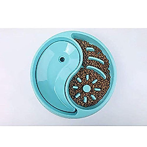 FUUIE Bowls for Food and Water Large Capacity Slow Feeder Dog Bowl 2 In1 Food Water Pet Bowl Drinking Prevent Bloat Vomiting Wet Mouth (Color : Blue)