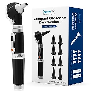 SereneLife Fiber Optic Otoscope/Auriscope | Home Ear Inspection Tool DIY, 3X Magnification, Bright LED, Includes Reusable Ear Tips, Travel Case, Battery Operated | For All Ages & Pets