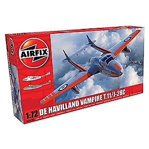 Airfix Quickbuild A02058A Air fix De Havilland Vampire T.11/J-28C 1, 72 Military Aviation Plastic Model Kit, Gray