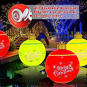 [Upgraded] Hysagtek Extra Large Inflatable Christmas Ornaments, 24 Inch Giant Inflatable Christmas Yard Decorations with Rechargeable Light, Remote & Air Pump for Outdoors Holiday Yard & Pool Decor