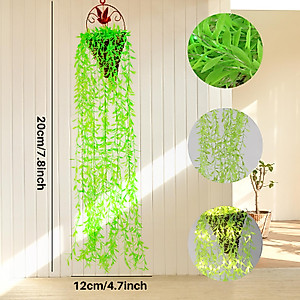 MERRIMAX M Artificial Willow Vines Hanging Plants with 8 Modes 200 LED Fairy Lights,Waterproof Outdoor Green Vine Lights with Remote Control for Room Wall House Garden Patio Decor with Baskets