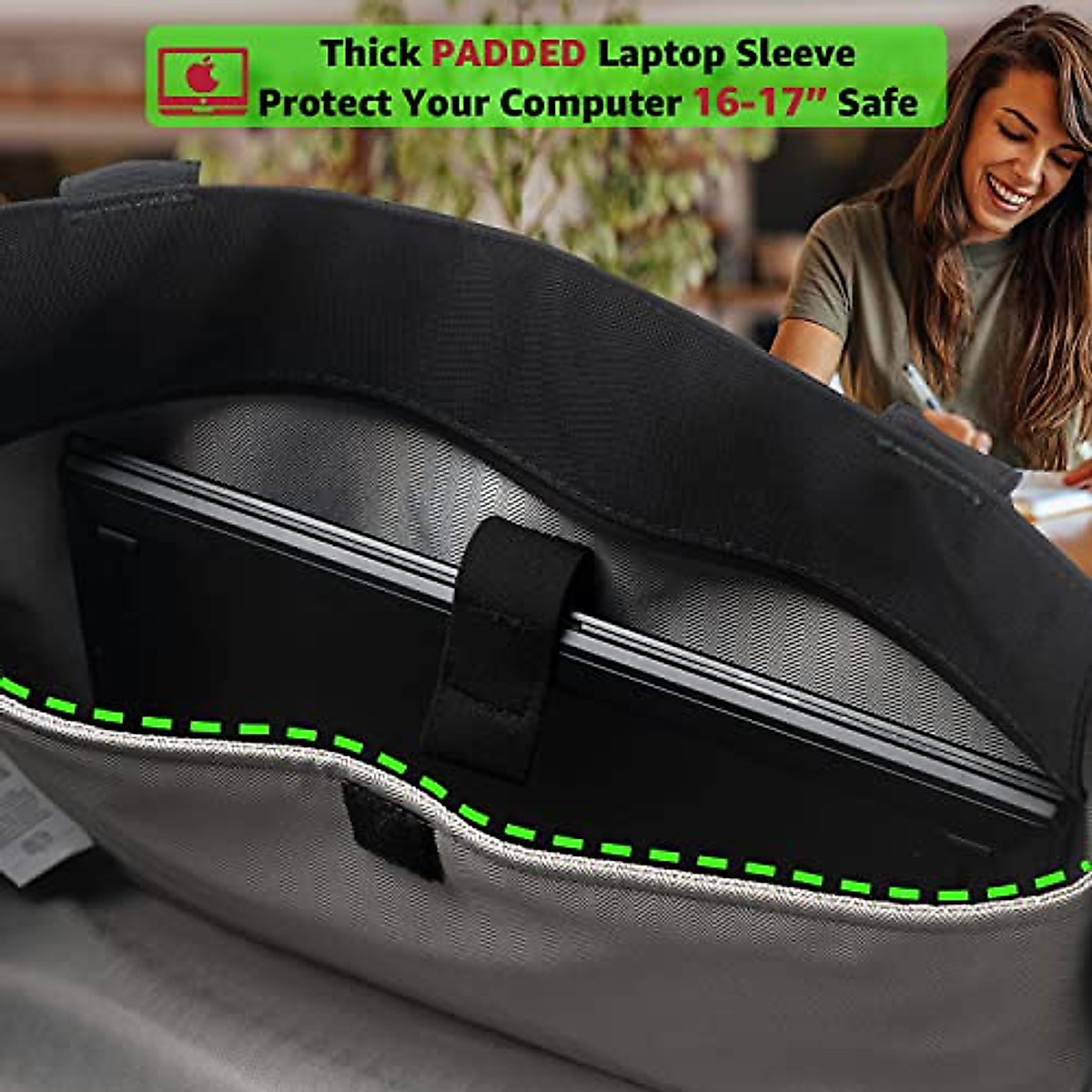 ECOMANNER Large Tote Bag for Women Work Teacher Heavy Duty Womens Travel Tote Handbags for Laptop (Black, Large)