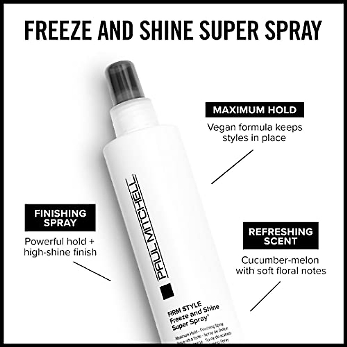 Paul Mitchell Freeze and Shine Super Hairspray, Maximum Hold, Shiny Finish Hairspray, For Coarse Hair, 16.9 Fl Oz (Pack of 1)