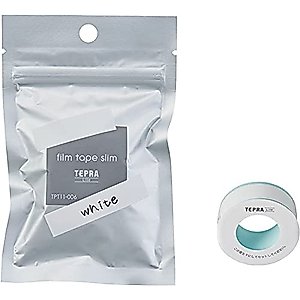 KING JIM TEPRA Lite Film Tape Slim Clear Series, Thermal Synthetic Paper, Width 0.43" Length 13.1 from (White)