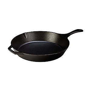 Lodge Seasoned Cast Iron Skillet with Hot - 12 inch Frying Pan with Silicone Hot Handle Holder (Black)
