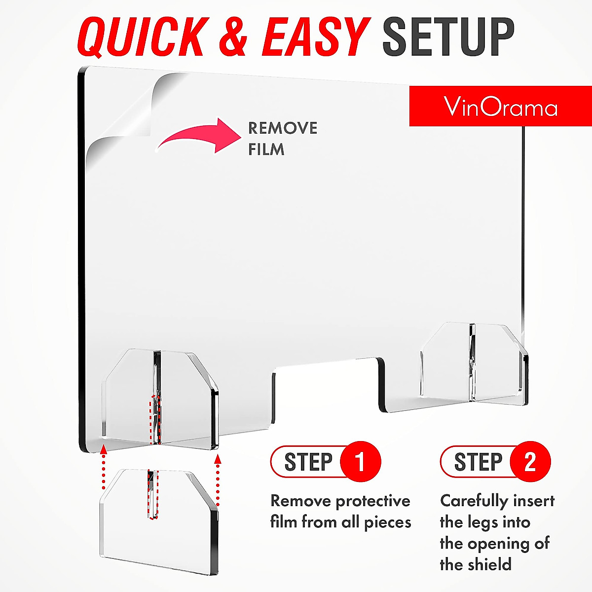 Countertop Desk Sneeze Guard- Protective Partition, Plexiglass Shield Barrier for Coughing, Sneezing, Droplets - Acrylic Divider Panel