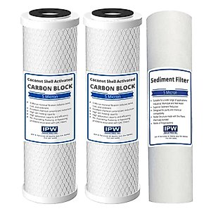 3-Pack Replacement Filter Kit for Krystal Pure KR15 RO System - Includes Carbon Block Filters & Polypropylene Sediment Filter