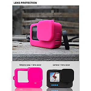 Lammcou Camera Silicone Case Compatible with Gopro Hero 10 9, Soft Protective Sleeve Case & Screen Protector & Armband & Lens Cap for Hero 10 9