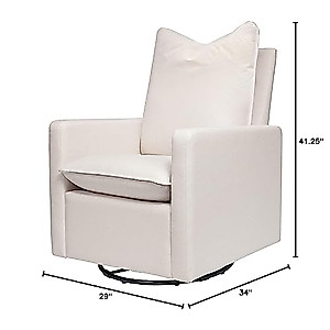 Babyletto Cali Pillowback Swivel Glider in Performance Plastic Cream Eco-Weave, Water Repellent & Stain Resistant, Greenguard Gold and CertiPUR-US Certified