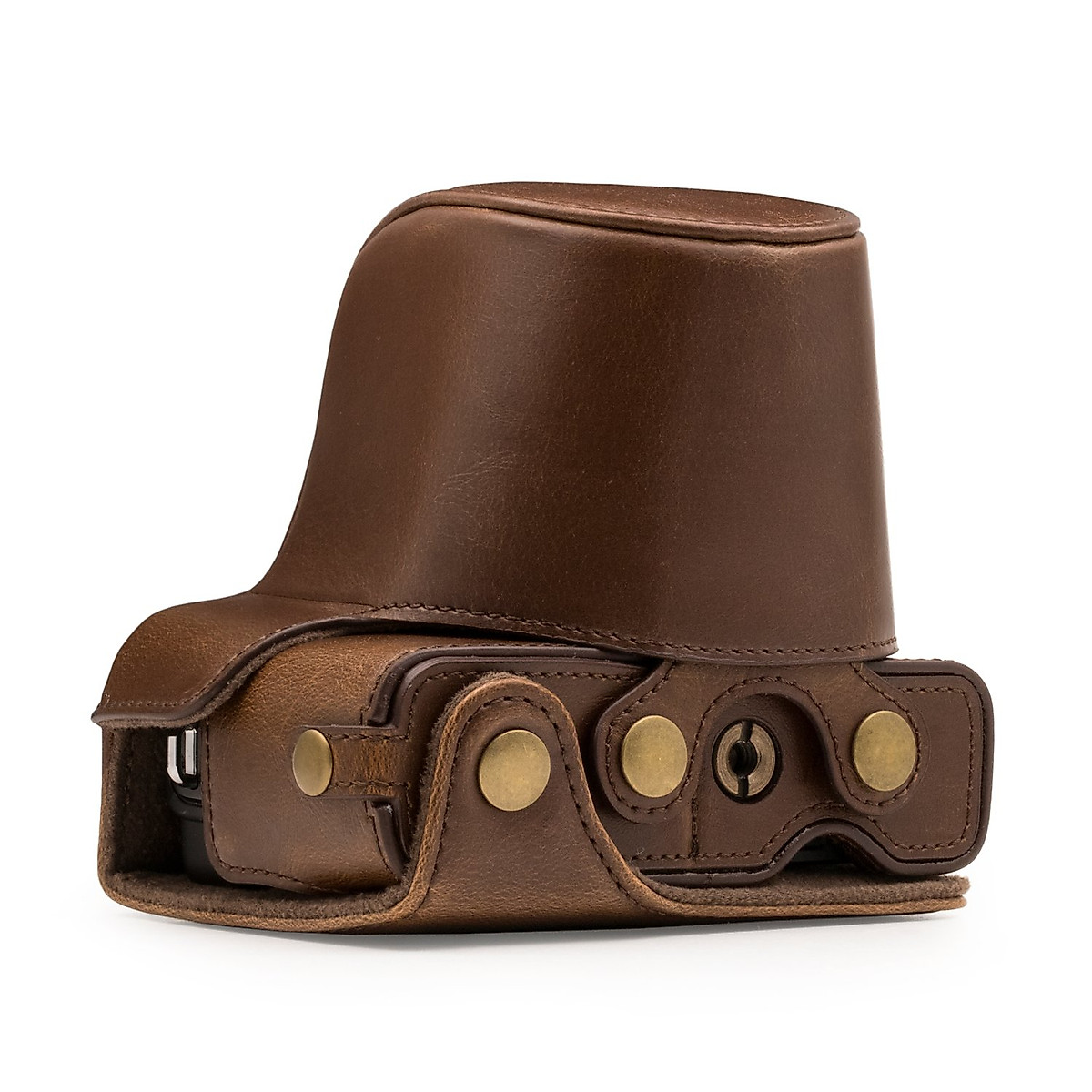 MegaGear Canon EOS M100, M200 (15-45mm) Ever Ready Leather Camera Case and Strap, with Battery Access - Dark Brown - MG1326