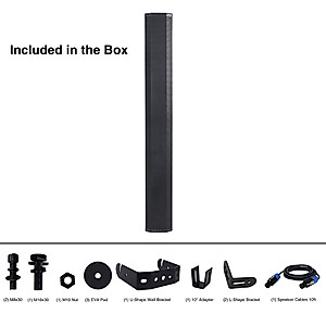 Sound Town Passive Wall-Mount Column Mini Line Array Speaker with 8 x 5” Woofers, Black for Live Event, Church, Conference, Lounge (CARPO-V10B)