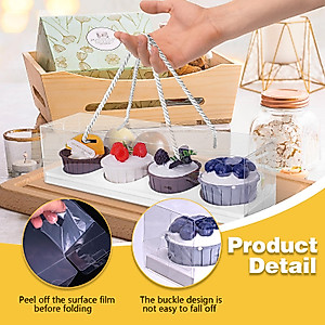 Dceyoril 20pcs Clear Cupcake Boxes with Handle Cupcake Container Transparent Bakery Cake Boxes Plastic Cake Carrier Baked Dessert Box for Wedding Party Favor (A-whtie1)