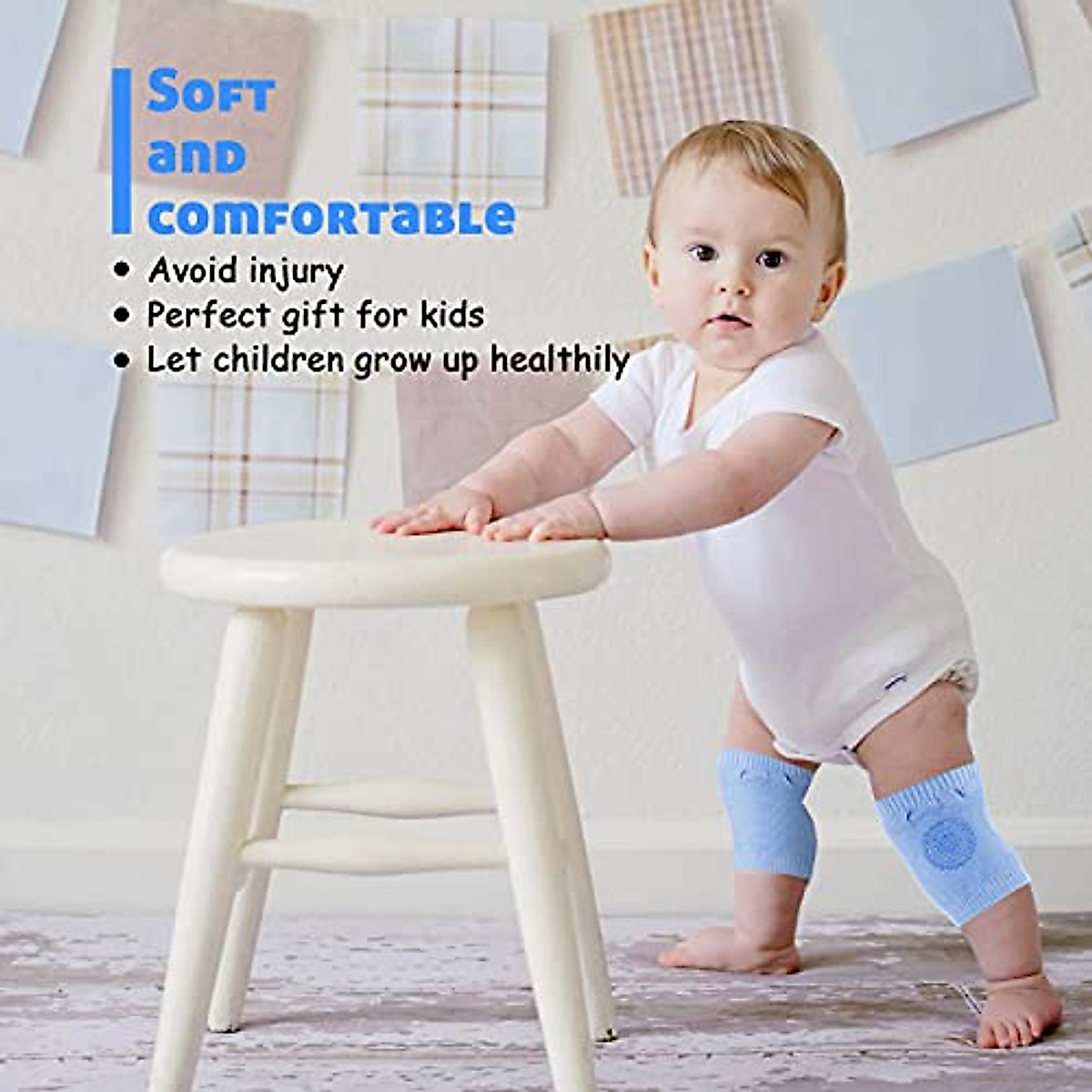 Little World Baby Knee Pads, Baby Knee Pads for Crawling, Anti Slip Baby Crawling Knee Pads, Unisex Baby Knee Protectors Toddler Leg Warmer, Safety Walking Kneepads, Knee Pads for Babies (5 Pairs)