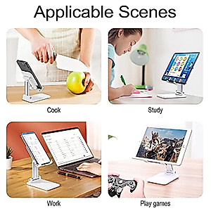 Seashell Pattern Cell Phone Stand for Desk Foldable Phone Holder Height Angle Adjustable Sturdy Stand White-Style