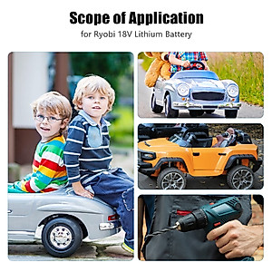 Power Wheels Adapter for Ryobi, 18V Battery Conversion Kit with Switch, Fuse Holder and 3PCS 30Amp Fuses 14AWG Wire UIInosoo for RC Car DIY, for Ryobi 18V P108 P107 P102 P100 Li-ion & Ni-Cd Battery