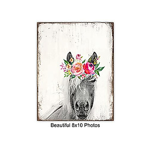 Horses Wall Art & Decor - Horse Wall Art - Horse Decor - Farmhouse Barn Wall Decor for Girls Bedroom Teens Room Living room - Gift for Equestrian Women - Country Western Boho Shabby chic decoration