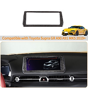 Soft Carbon Fiber GPS Screen Frame Fit for Toyota Supra GR A90 A91 MK5 2019-2024 Navigation Screen Trim Sticker, Center Display Frame Trim Cover Decoration, 1 PCS (Black)
