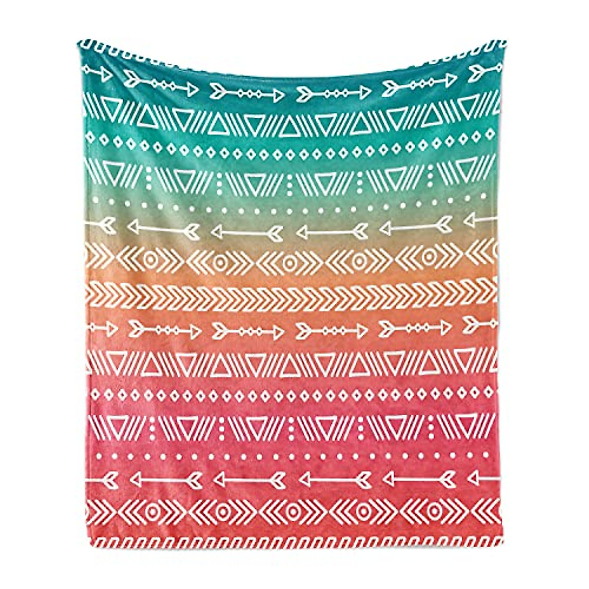 Ambesonne Arrow Throw Blanket, Colored Geometric and Maya Patterns and Arrows Bohemian Style Native Art, Flannel Fleece Accent Piece Soft Couch Cover for Adults, 60" x 80", Multicolor