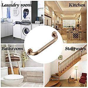 CRODY Bath Wall Attachment Handrails Grab Bar Rails Brass Antique Wall Mounted Grab Bar,Bathroom Shower Anti-Slip Grip,Toilet Bath Safety Anti-Fall Grip for Elderly Disabled, Towel Rack/30Cm