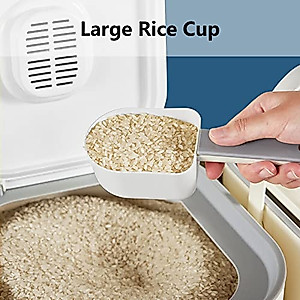 HOMHOLDON 22 Lbs Rice Dispenser,Large Sealed Grain Storage Container with Measuring Cup Food Dispenser Kitchen Organizer for Rice,Beans,Grains,Cereal Dry Food,Pet Food(Large)