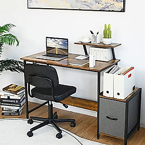MJWDP Computer Desk Writing Workstation with Removable Storage Shelves and Shelves for Home Office