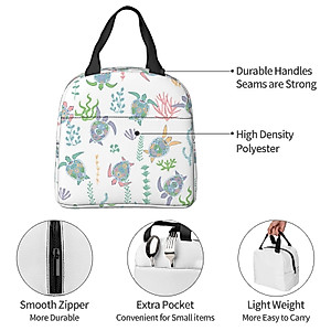 Ucsaxue Cute Sea Turtle Lunch Box Reusable Lunch Bag Work Bento Cooler Reusable Tote Picnic Boxes Insulated Container For Women Men Home School Office Outdoor Use