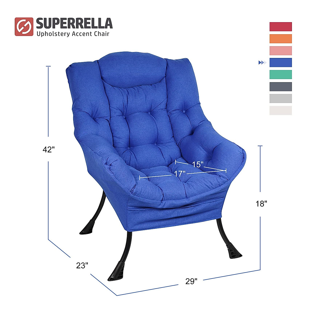 Superrella Modern Soft Accent Chair Living Room Upholstered Single Armchair High Back Lazy Sofa (Navy)
