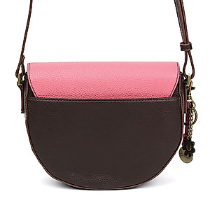 Chala Half Moon Organizer Crossbody Cell Phone Purse-Women Faux Leather Multicolor Handbag with Adjustable Strap - Butterfly Pink