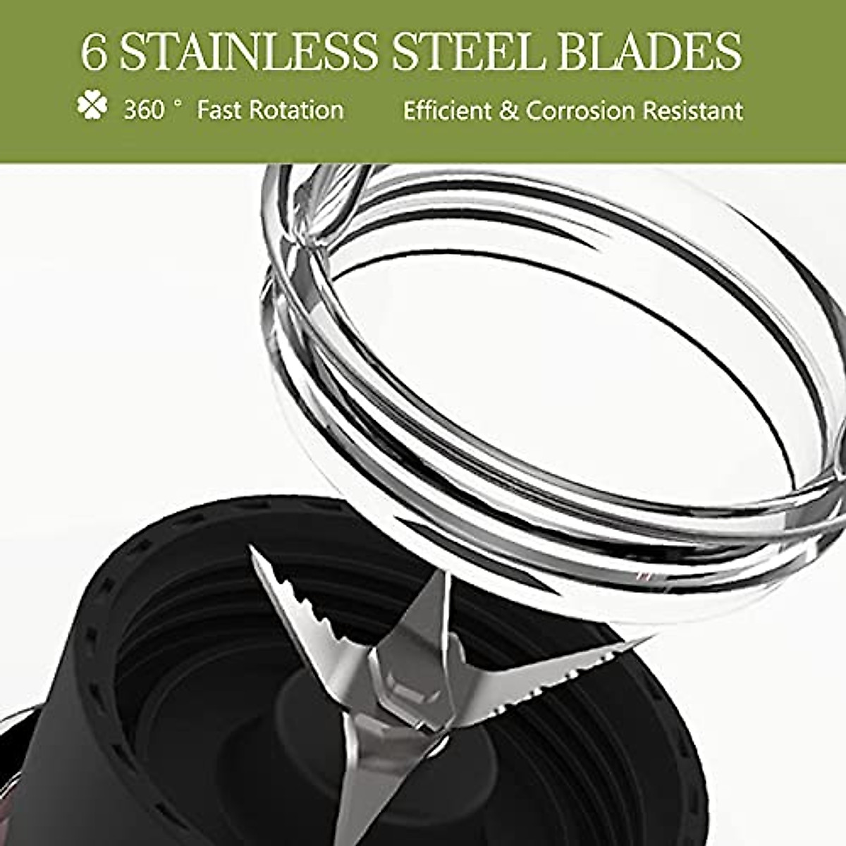 Smoothie Blender Personal Blender, Chic Now Portable Smoothie Maker for Juice Shakes and Smoothie with 6 Sharp Blades, Travel Cup and Lid, Green