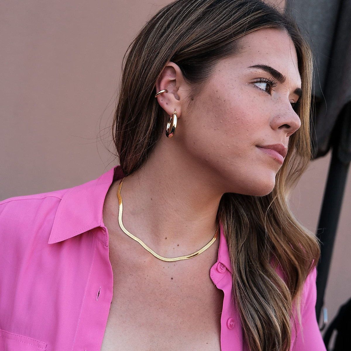 Women's Gold Thick Solid Ear Cuff | Waterproof Chunky Ear Wrap (Sold as A Single)