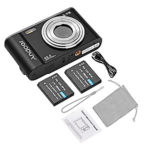 CalmGeek Portable Digital Camera 48MP 2.7K 2.88-inch IPS Screen 16X Zoom Auto Focus Self-Timer 128GB Extended Memory Face Detection -Shaking with 2pcs Batteries Hand Strap Carry Pouch