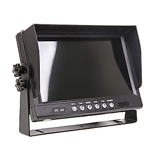 Yasoca 9" TFT LCD Car Rearview Quad Split Monitor,Remote Control, 4 Channels 4-PIN Connector Video Inputs Shockproof - 12V-24V 800480HD Screen w/Sunshade Anti-Glare