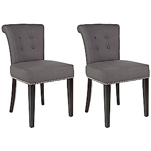 Safavieh Mercer Collection Carol Charcoal Linen Ring Dining Chair (Set of 2)