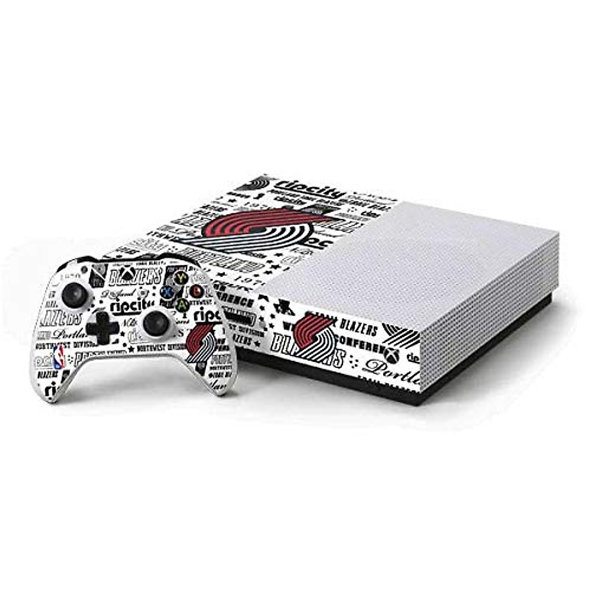 Skinit Decal Gaming Skin Compatible with Xbox One S Console and Controller Bundle - Officially Licensed NBA Portland Trail Blazers Historic Blast Design
