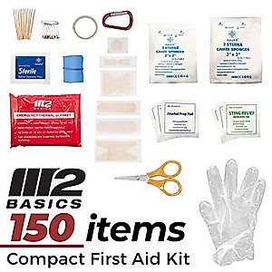 Compact 150 Piece First Aid Kit w/Carabiner, Emergency Blanket | Medical Survival Bag | Full of Supplies for Home, Office, Outdoors, Car, Camping, Travel