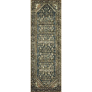 Magnolia Home by Joanna Gaines x Loloi Banks Collection BAN-02 Machine Washable Denim / Clay 2'-6" x 7'-6" Runner Rug